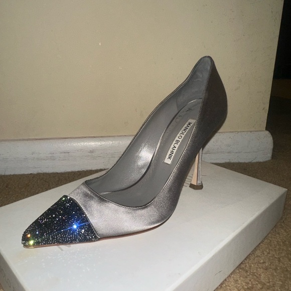 Manolo Blahnik | Shoes | Manolo Blahnik Beautiful Grey 4 2 Inch Heels ...